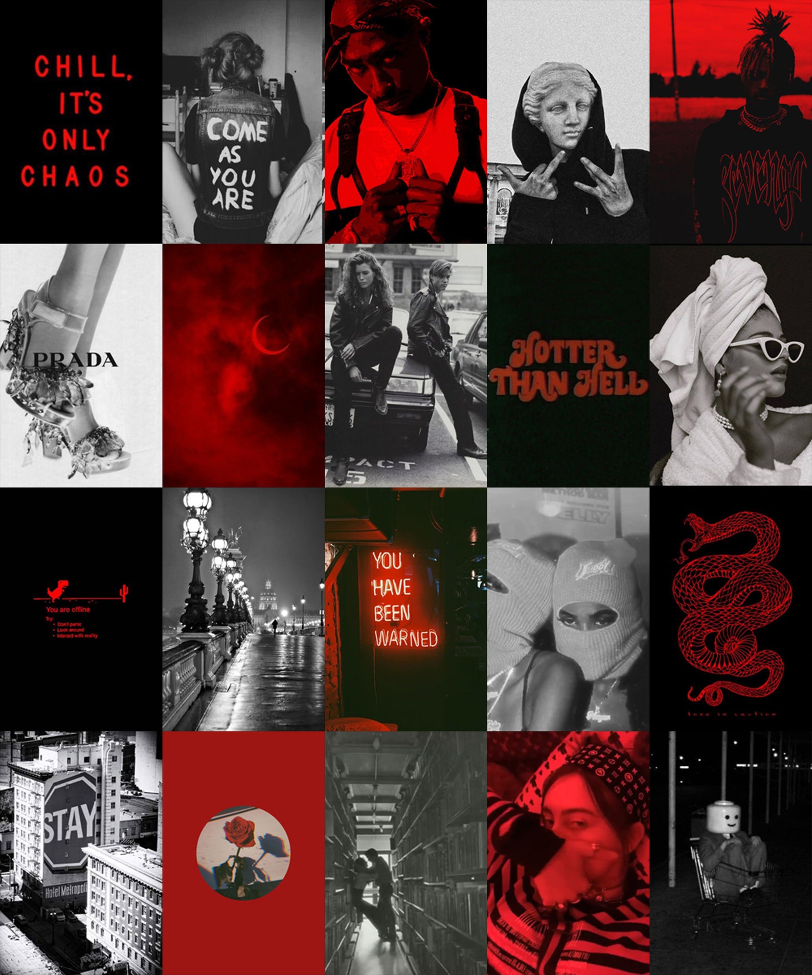 Red and Black Grunge Aesthetic Collage Kit Dark Grunge Room - Etsy
