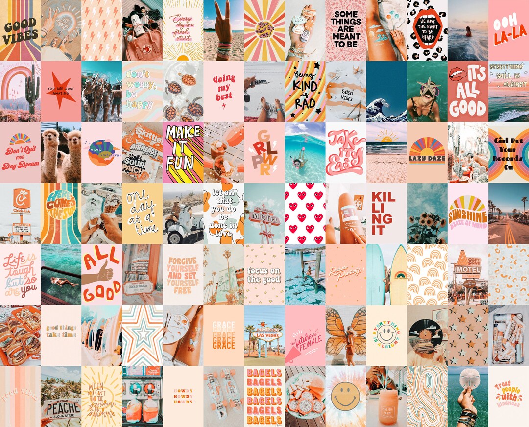 100 Jpgs Digital Download, VSCO Peach Aesthetic Wall Collage Kit, VSCO ...