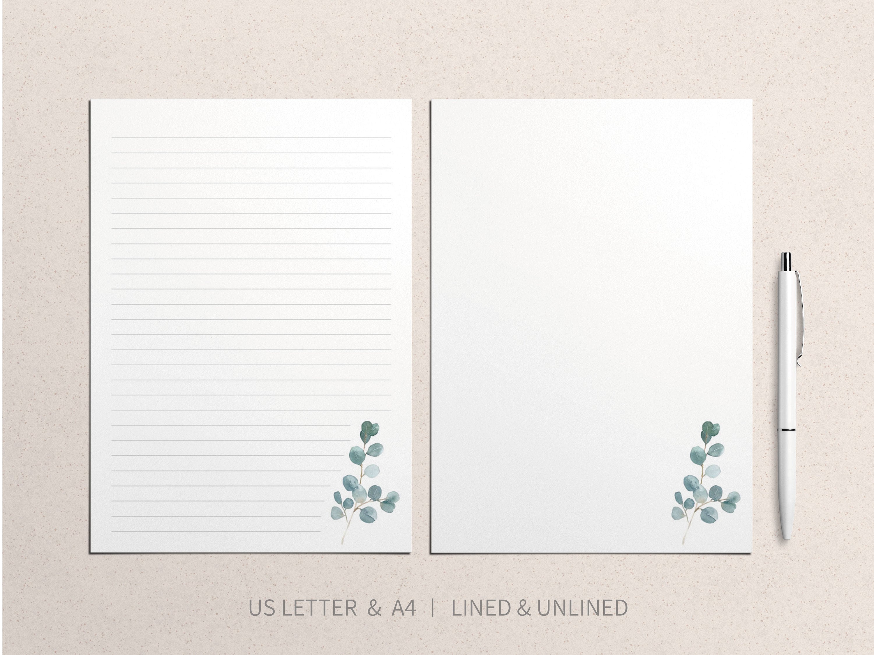 Beautiful Printable Stationery Paper, Minimalist Writing Paper, Digital ...