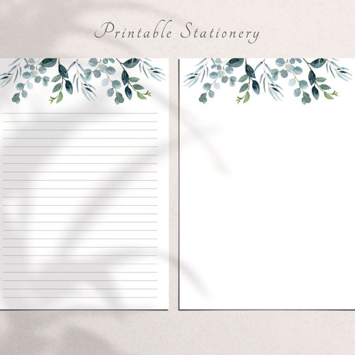 Printable Stationery Paper Green Leaf Writing Paper A4 - Etsy