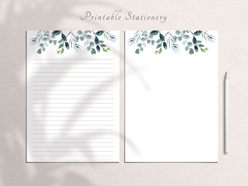 printable-stationery-paper-green-leaf-writing-paper-a4-etsy