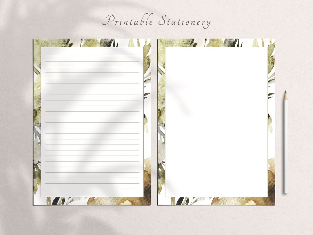Greenery Garden Printable Stationary Paper, Stationary Paper ...