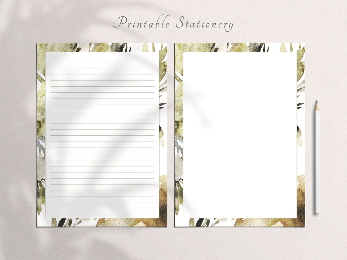 Greenery Garden Printable Stationary Paper, Stationary Paper ...