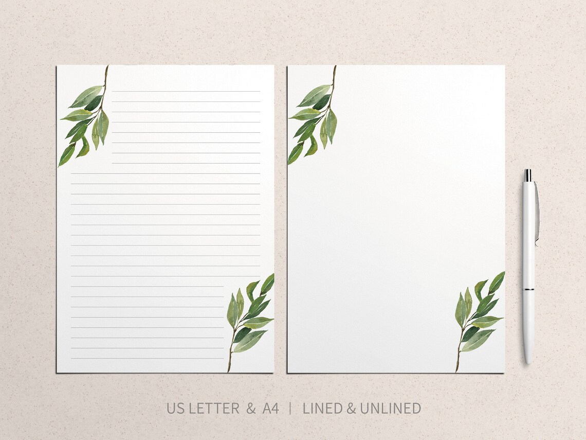 Printable Stationery Paper Lemon Tree Leaf Writing Paper A4 | Etsy