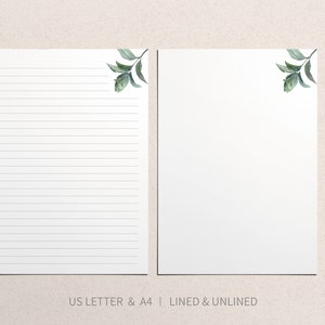 Spring Leaf Stationary Paper, Printable Stationery Paper, Minimalist ...