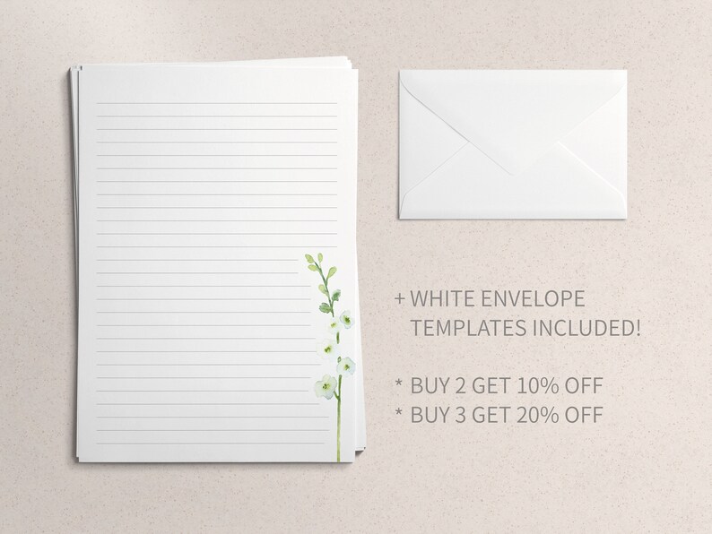 White Florals Stationery Paper A4 8.5x11 Writing Paper - Etsy