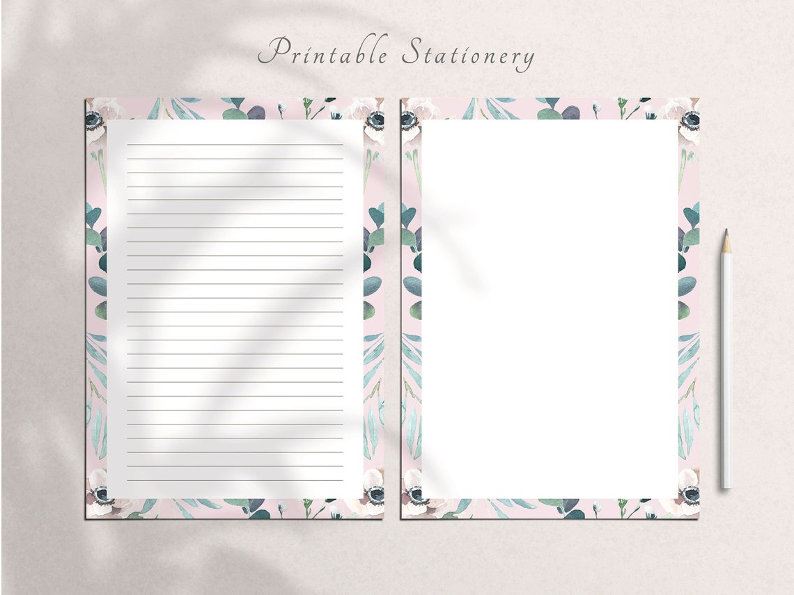 Printable Stationery Paper, Lined Paper Set, Minimalist Stationery ...