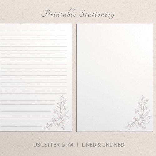 Printable Stationery Paper/ A4 8.5x11 / Lined Unlined / - Etsy