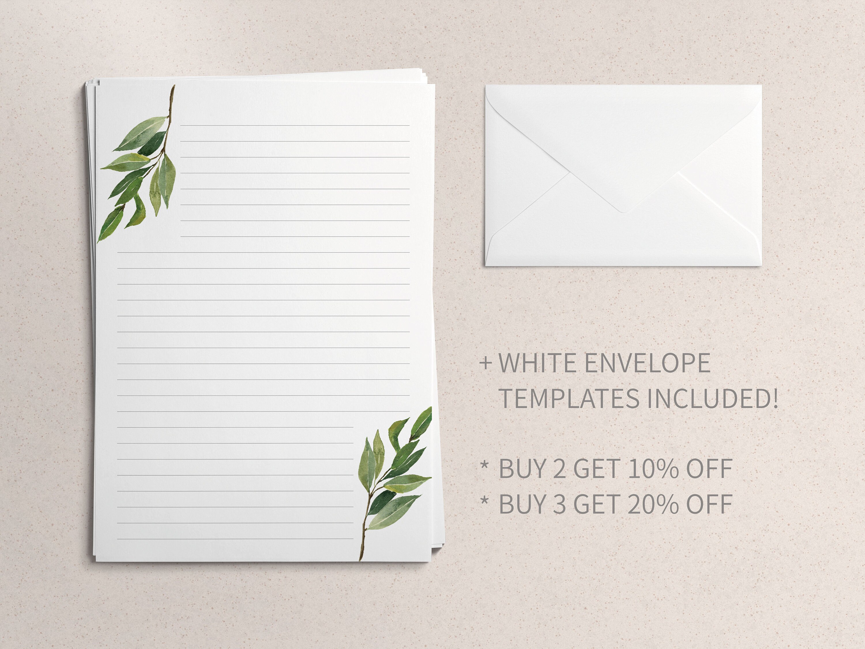 Printable Stationery Paper, Lemon Tree Leaf Writing Paper, A4, 8.5x11 ...