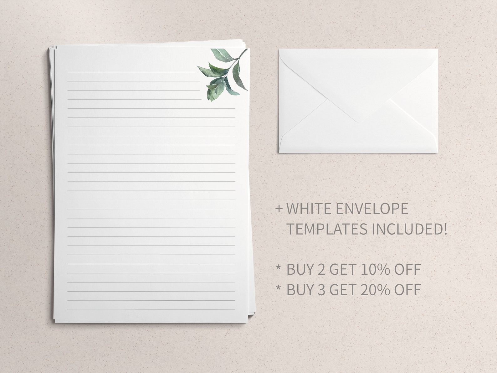 Spring Leaf Stationary Paper, Printable Stationery Paper, Minimalist ...