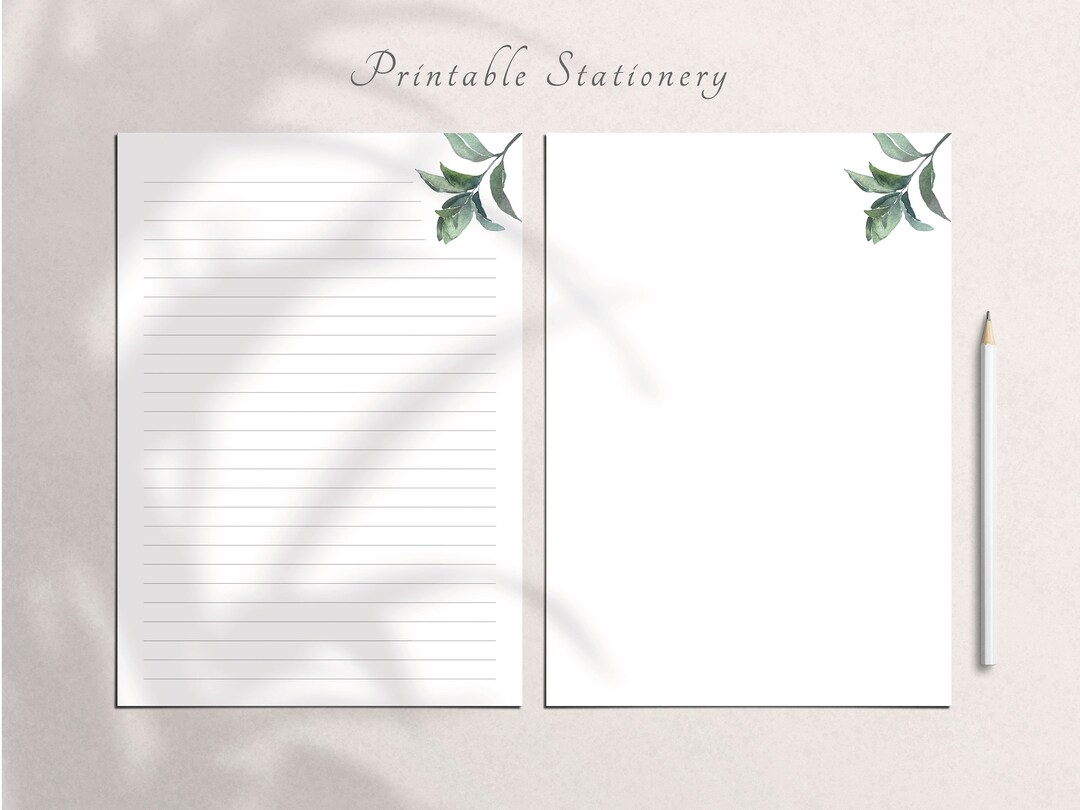 Spring Leaf Stationary Paper, Printable Stationery Paper, Minimalist ...