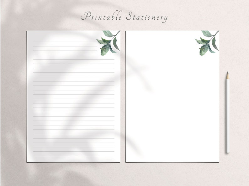Spring Leaf Stationary Paper, Printable Stationery Paper, Minimalist ...