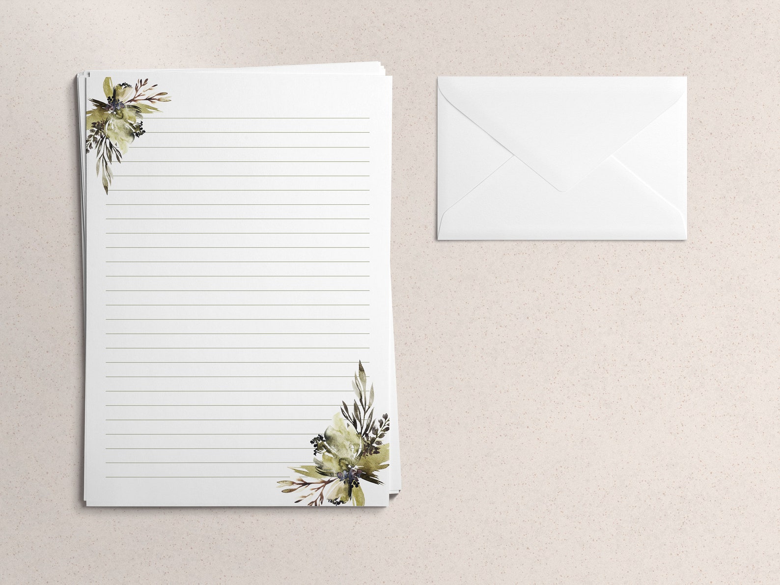 Botanical Stationary Paper, Elegant Lined Paper, Stationery Paper ...