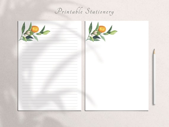 Tangerine Stationery Paper Printable Stationary Paper Letter - Etsy