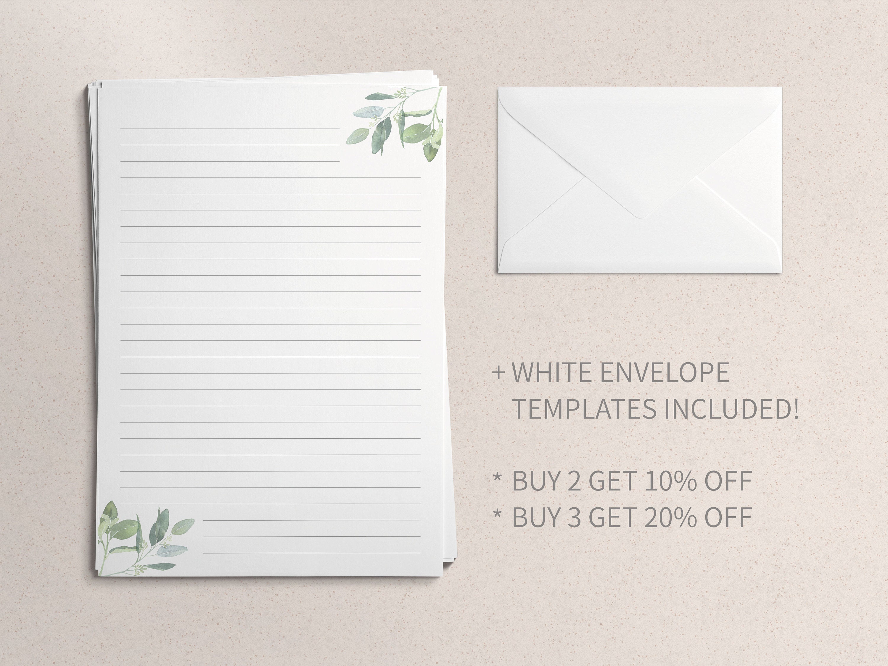 Paper Writing Paper Instant Download Botanical Writing Paper & Envelope ...