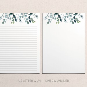Printable Stationery Paper Green Leaf Writing Paper A4 - Etsy