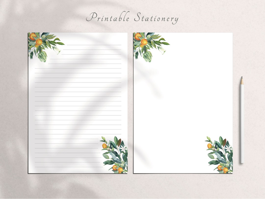 Printable Stationery Paper, Digital Letter Writing Paper, Lined Unlined ...