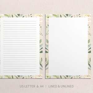 Printable Stationery Paper, Lined Unlined Lined Paper, Beige Stationery ...