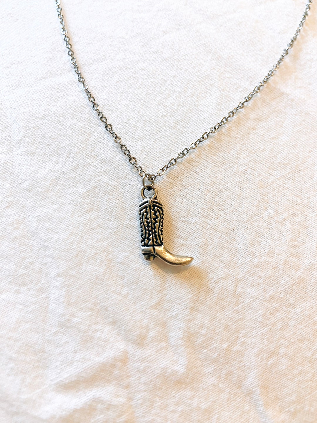 Cowboy Boot Necklace, Cowgirl Boot Necklace, Sterling Silver Necklace ...