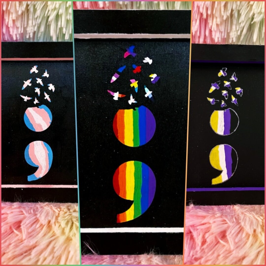 LGBTQ Semi Colon With Birds Plaque - Etsy