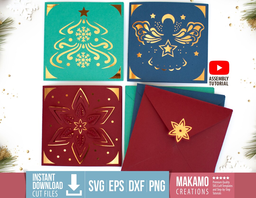 Christmas Card SVG Bundle Cut Files for Cricut, Insert Card Svg ...