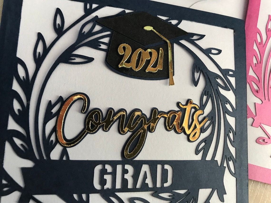 Graduation Card SVG DIY Congrats Card SVG Class of 2021 | Etsy
