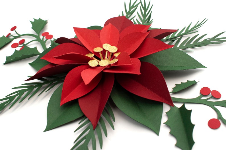 3D Christmas Paper Flowers Svgs 3D Paper Poinsettia Svg - Etsy