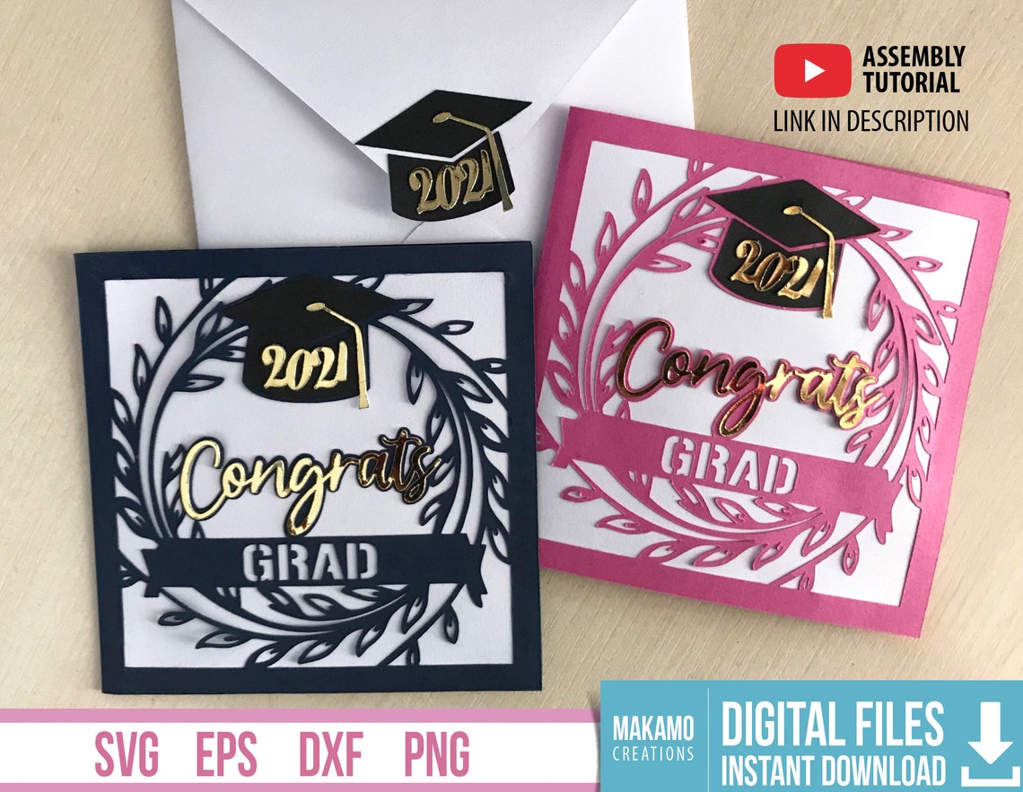 Graduation Card SVG DIY Congrats Card SVG Class of 2021 | Etsy