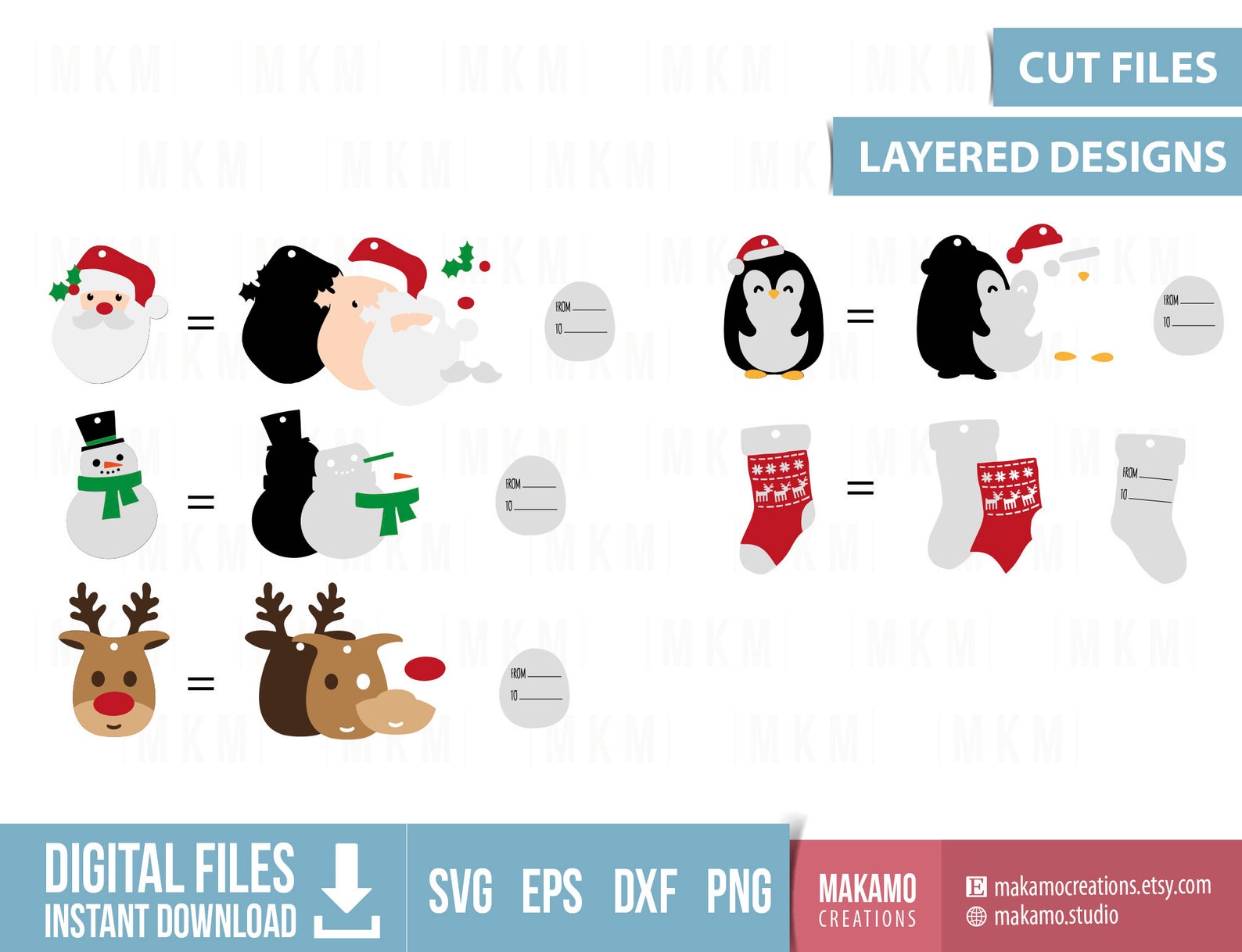 Christmas Tags SVG, Layered Ornament Templates (digital Download Cut ...