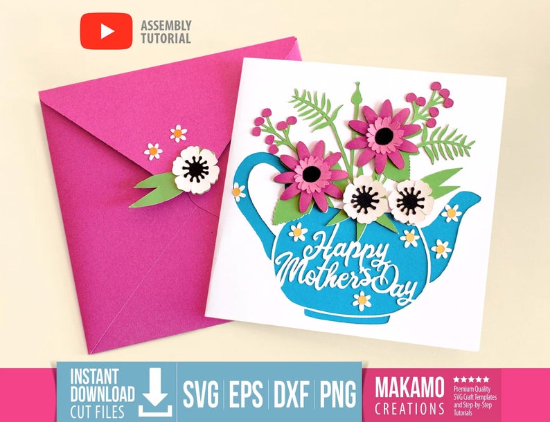 Carte de joyeux anniversaire svg, svg de carte de fête des mères ...