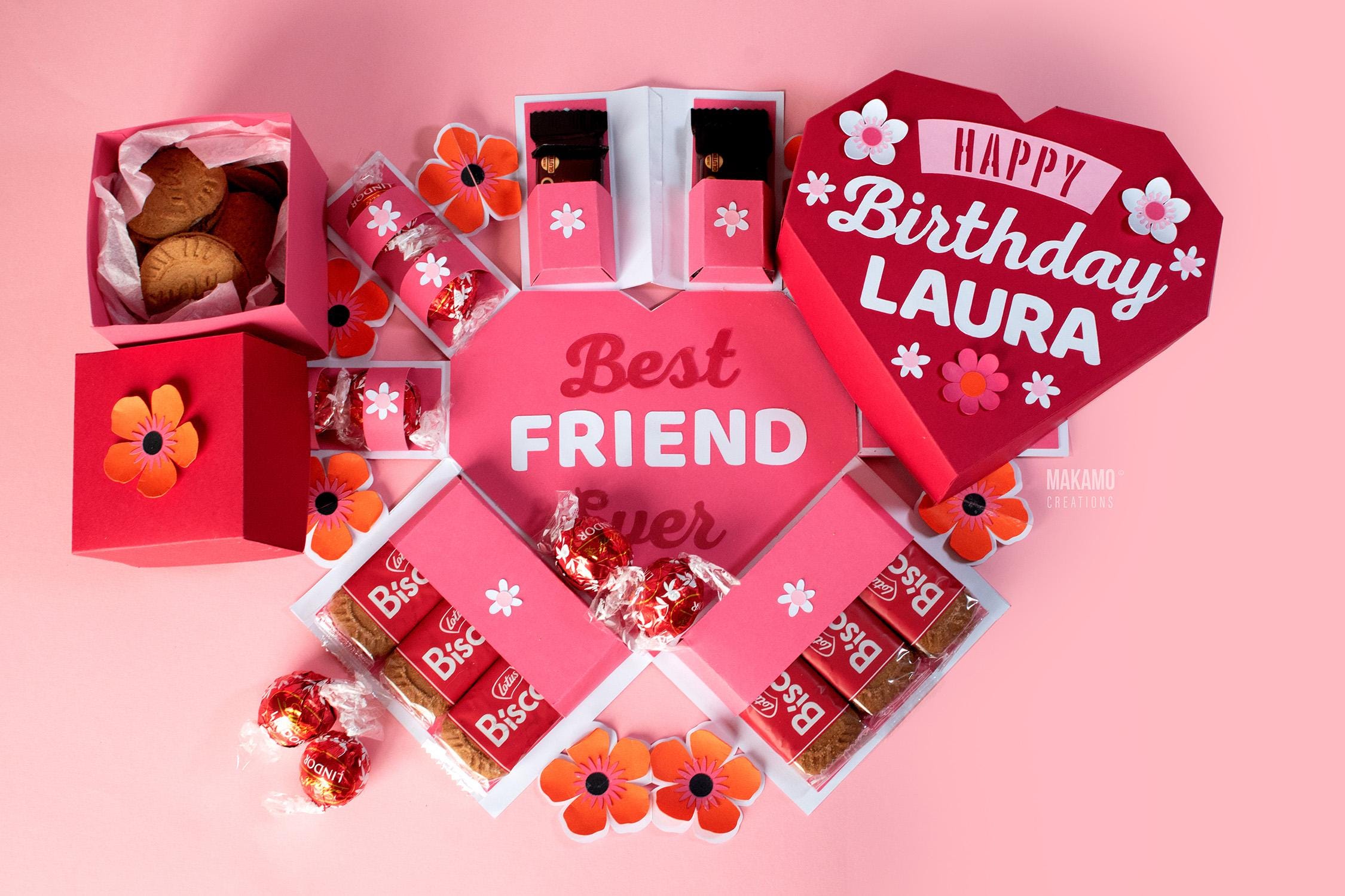 DIY Floral Heart Explosion Box SVG Template: Valentine's Day, Birthday ...
