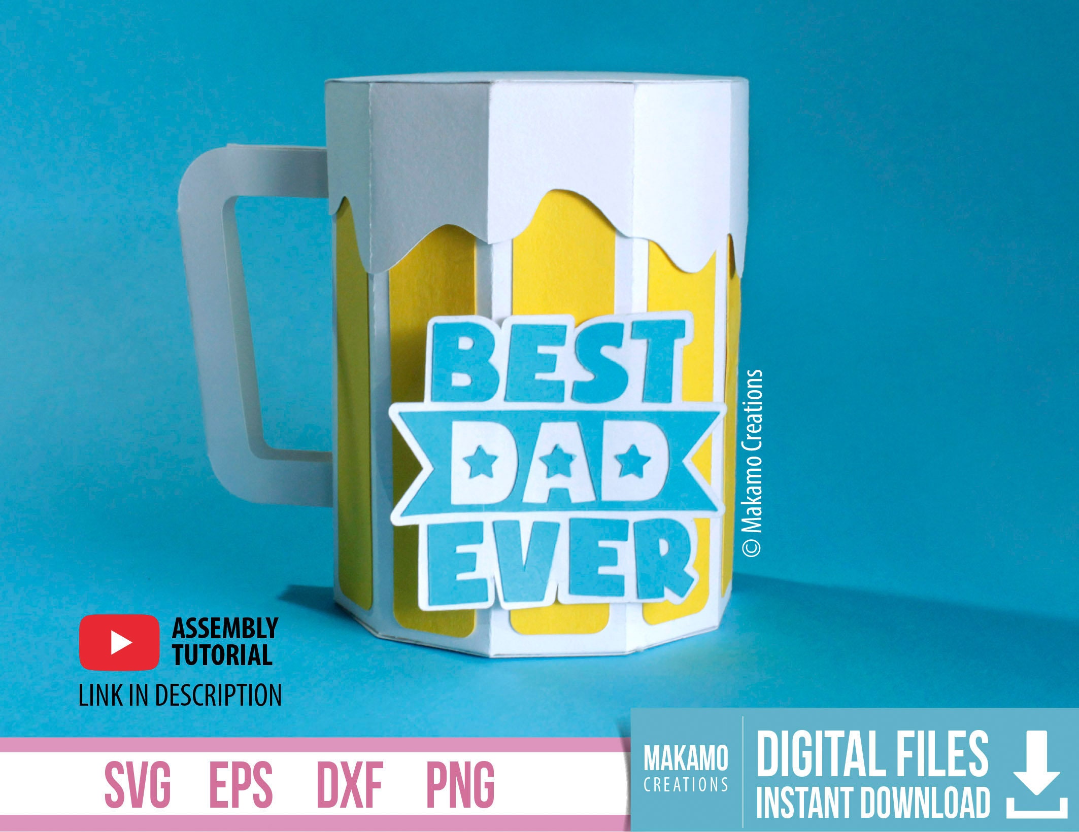 Father's Day Beer Mug Gift Box Card SVG Template. DIY - Etsy