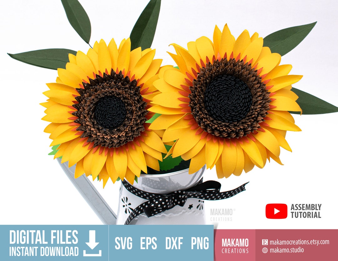 3D Paper Sunflower SVG: DIY Bouquet Template (5.5 Inches) (digital ...