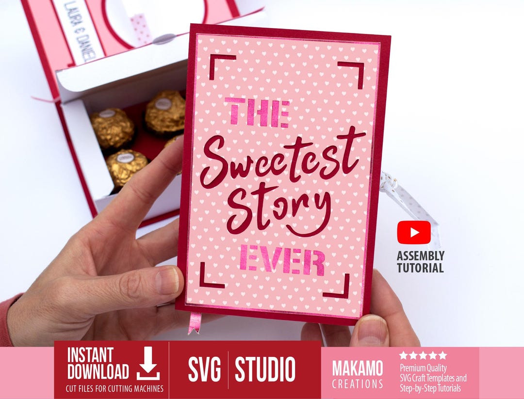 Valentine's Day Book Gift Box SVG, Valentine Treat Box Template ...