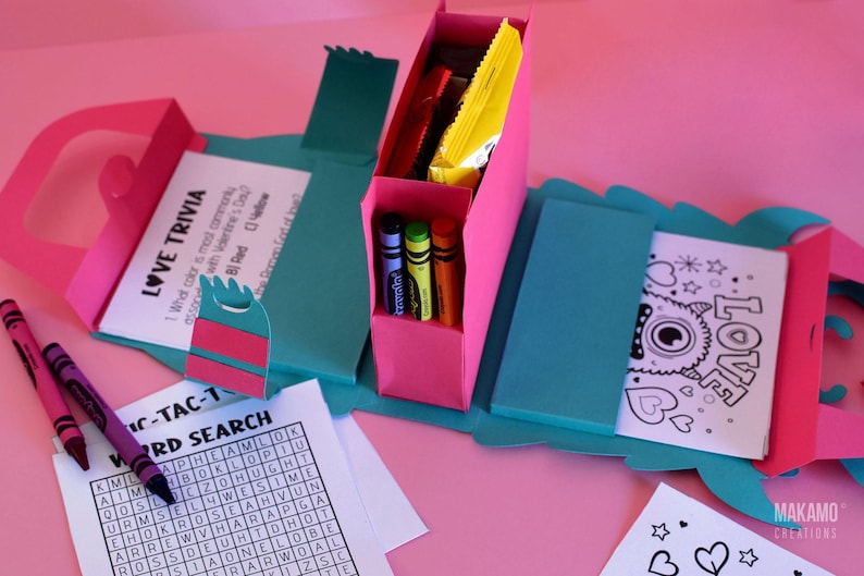 DIY Love Monster Treat Box SVG: Valentine's Day Activity Suitcase ...