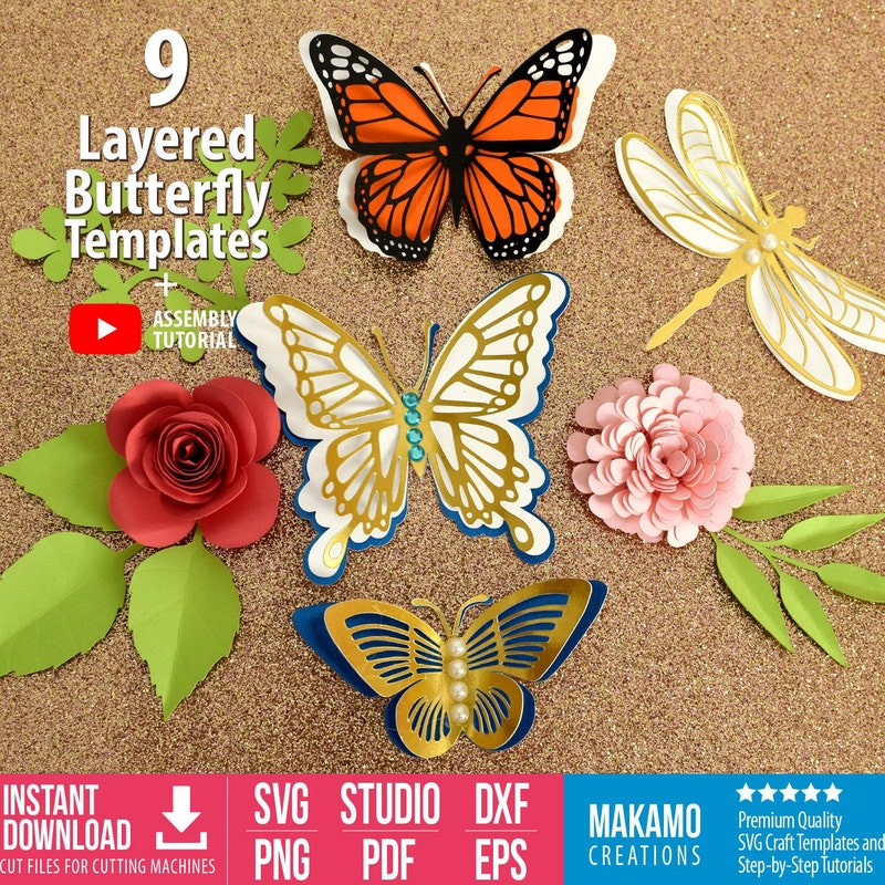 3d Butterfly in Gold - Etsy