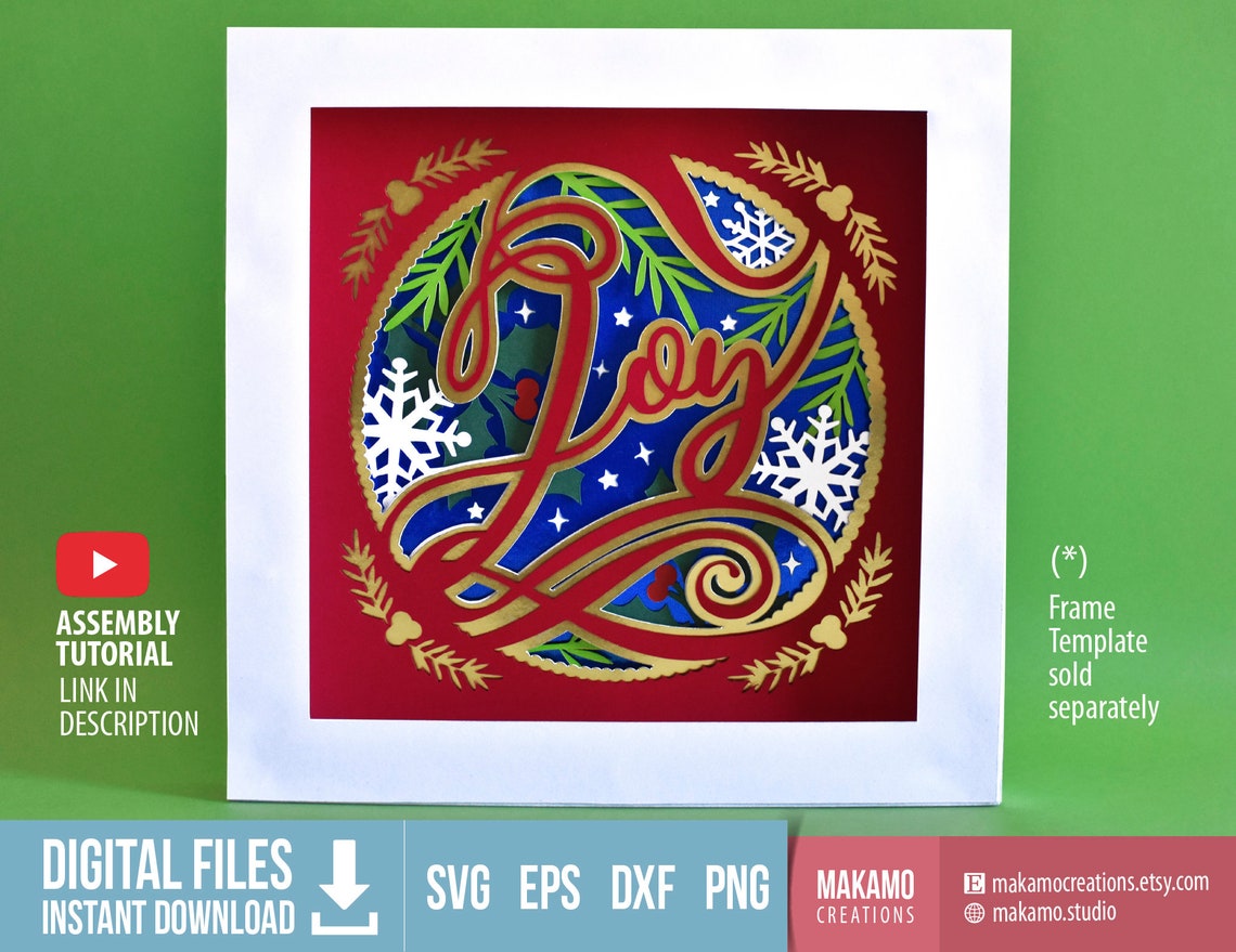 3D Christmas Shadow Box Svg 3D Joy Layered Svg Holiday - Etsy