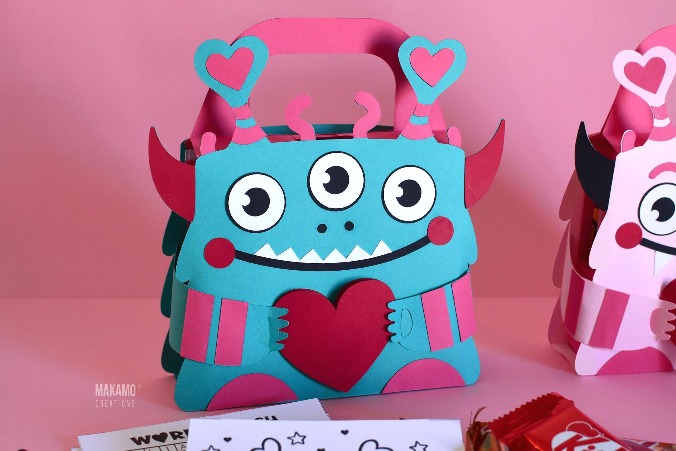 DIY Love Monster Treat Box SVG: Valentine's Day Activity Suitcase ...