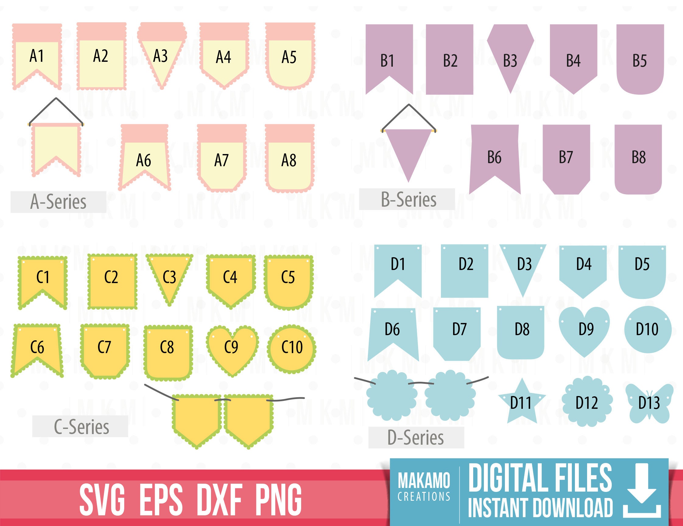 Bunting Banners SVG Bundle Birthday Banner Svg Party Banner - Etsy