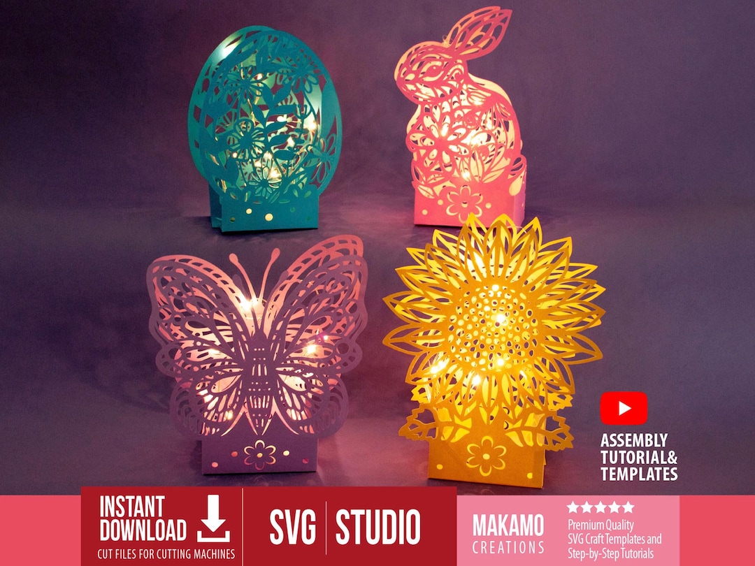 DIY Spring - Easter Lantern & Treat Box SVG Bundle | 3D Bunny Svg, 3d Sunflower Svg, 3d ...