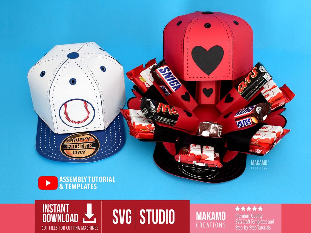 Baseball Cap Explosion Box SVG Template, Baseball Hat Gift Box SVG ...