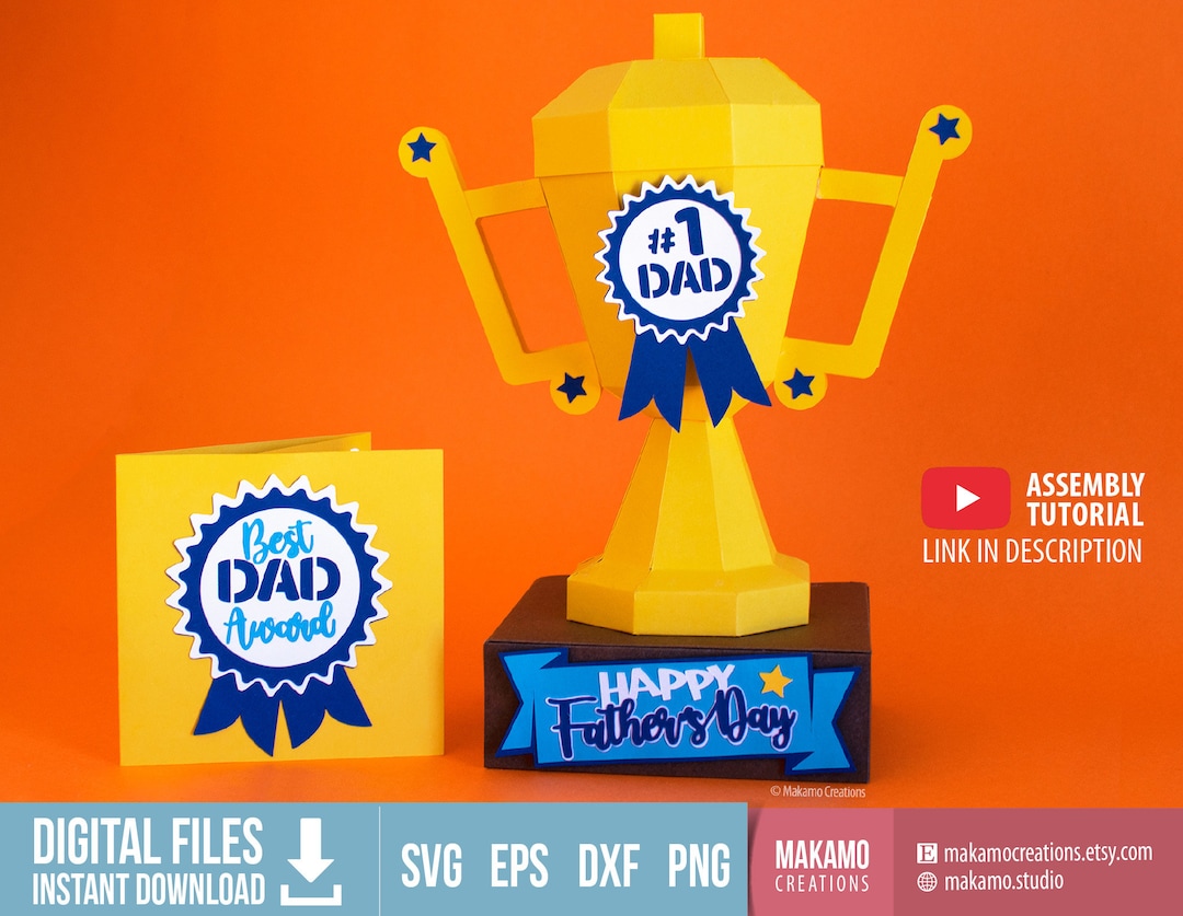 Father's Day Trophy Gift Box SVG: #1 Dad Award Card (digital Download ...