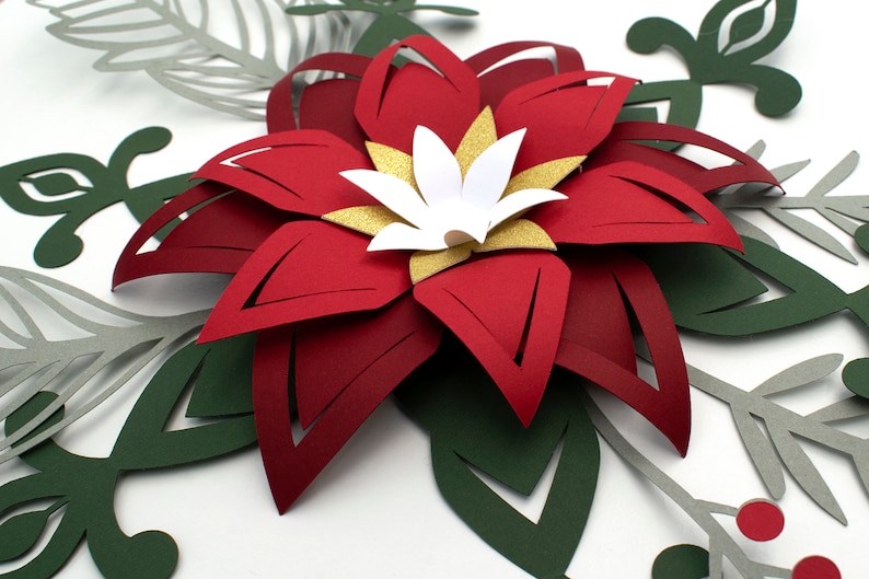 3D Christmas Paper Flowers Svgs 3D Paper Poinsettia Svg - Etsy