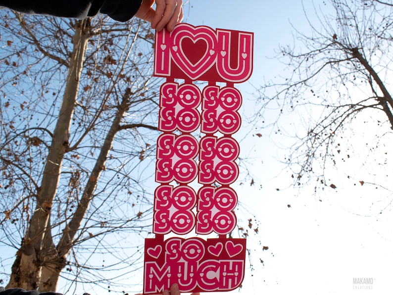 I Love You so Much Card SVG Template: Valentine's Day Anniversary ...