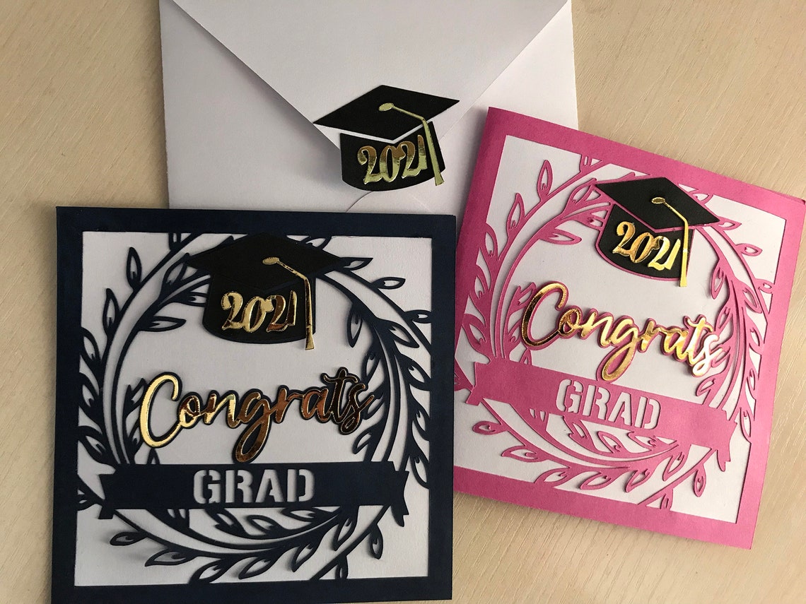 Graduation Card SVG DIY Congrats Card SVG Class of 2021 | Etsy