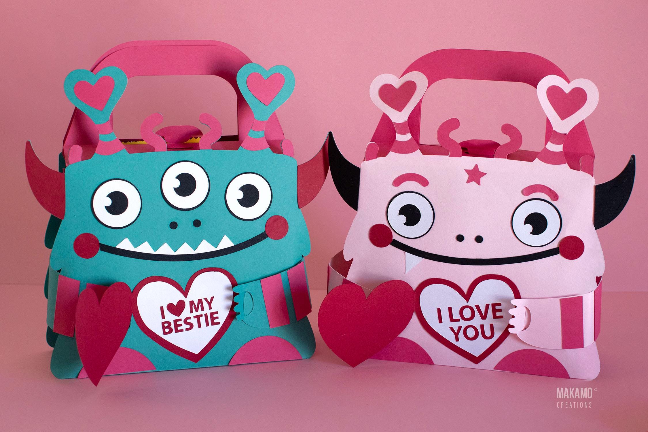 DIY Love Monster Treat Box SVG: Valentine's Day Activity Suitcase ...