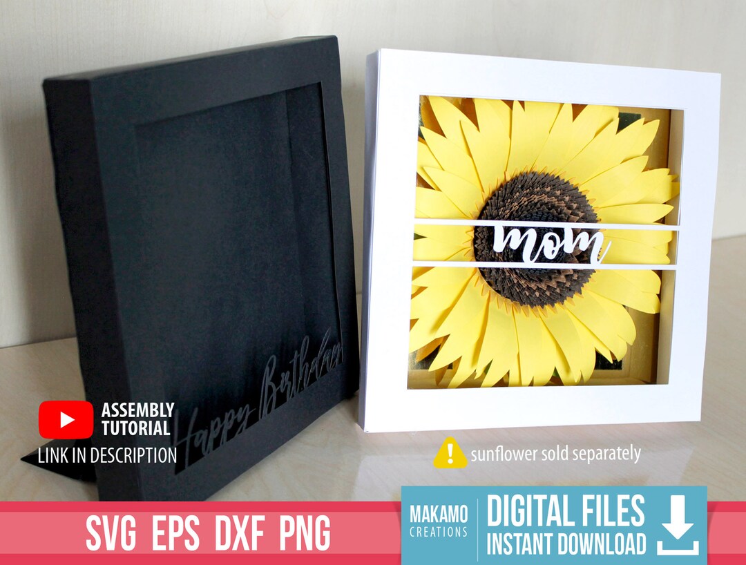 3D Paper Shadow Box Frame SVG Template: 8x8 Mother's Day, Birthday ...