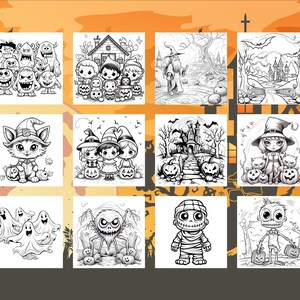 50 Halloween Coloring Pages Bundle, Halloween Coloring Sheets, Spooky ...