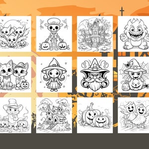 50 Halloween Coloring Pages Bundle, Halloween Coloring Sheets, Spooky ...