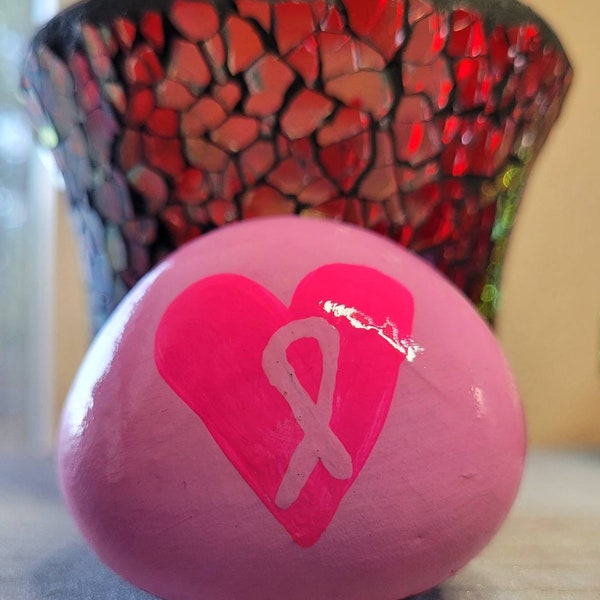Breast Cancer Painted Rock - Etsy